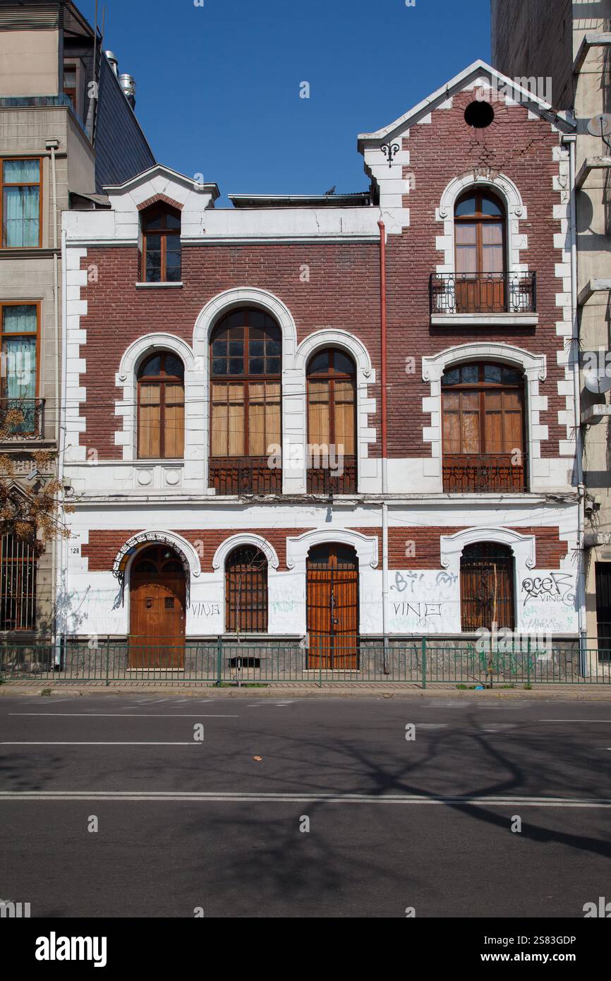 A Red brick ornate facade of a historical building in Merced street ...