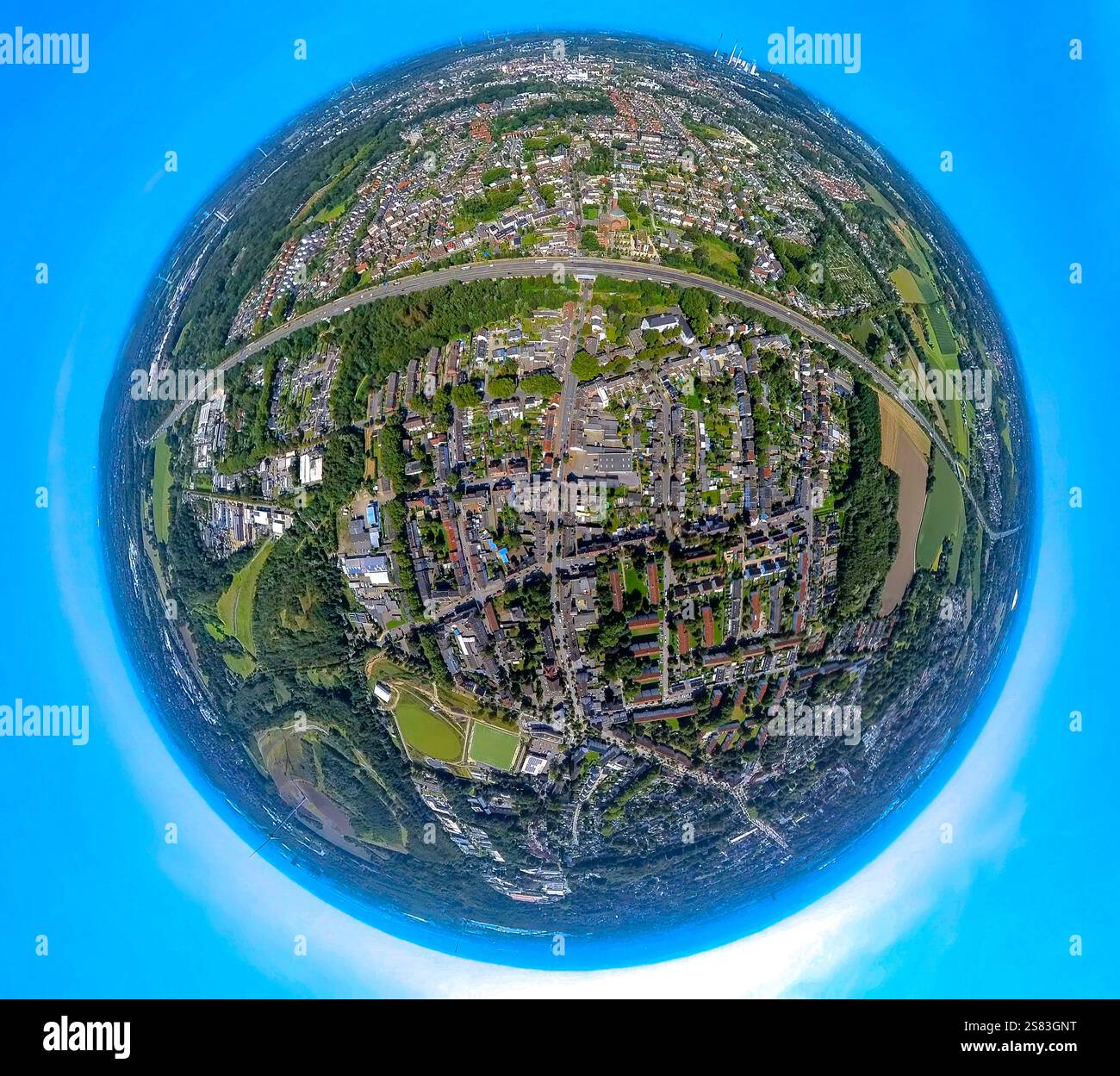 Aerial view, residential area district Butendorf with Horster Straße ...