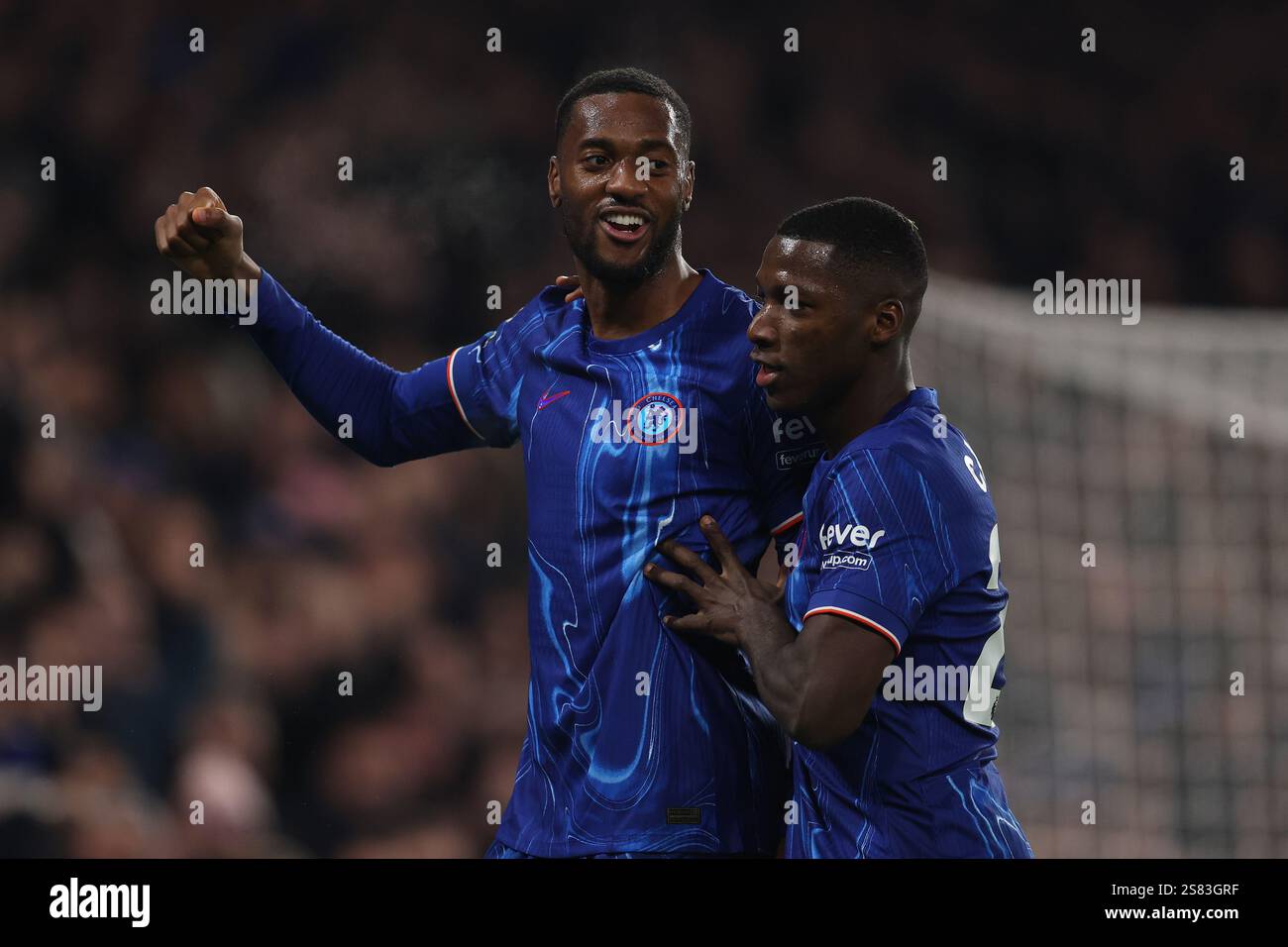 London, England, 20th January 2025. Tosin Adarabioyo (R) of Chelsea ...