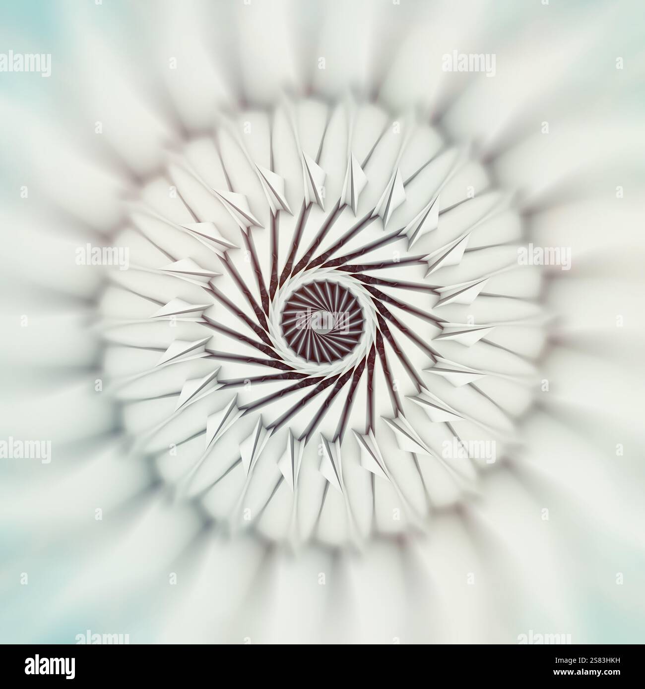 3d render of abstract art with surreal 3d machinery industrial turbine ...