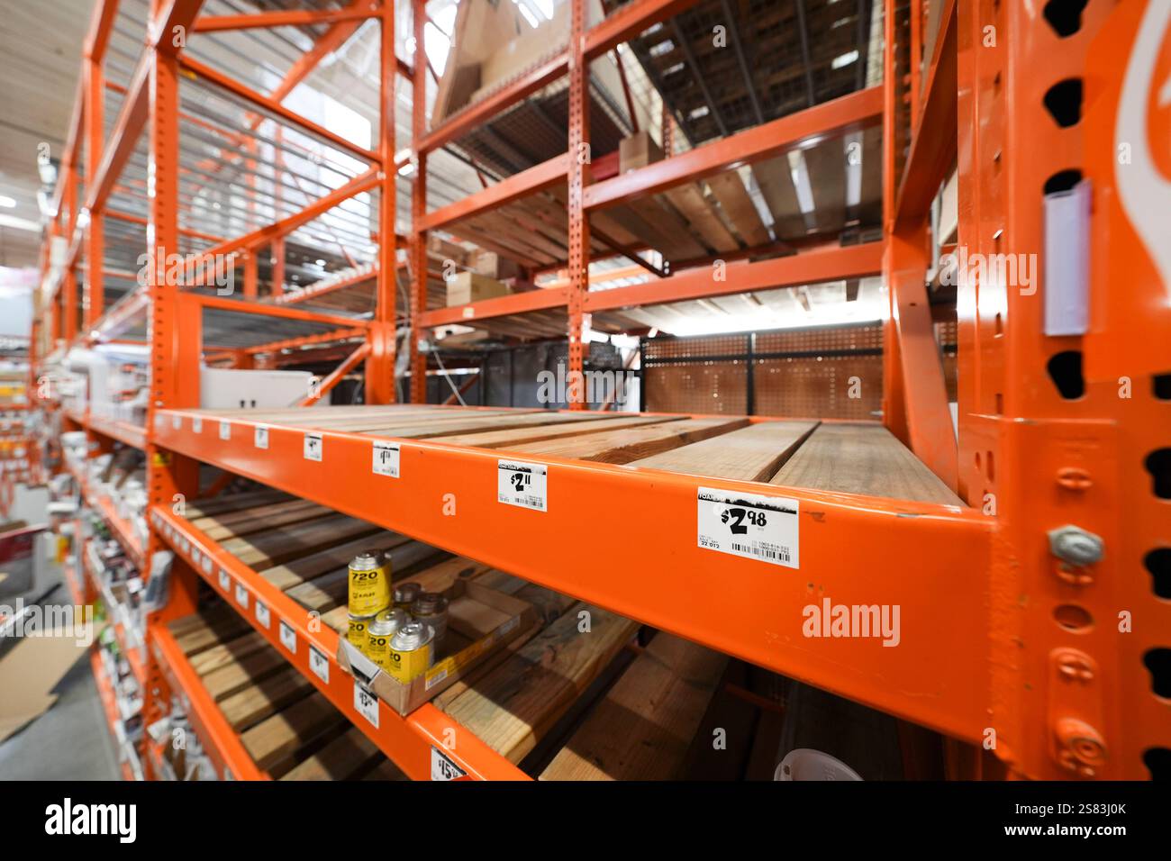 Empty shelves are seen where pipe insulation was stocked inside a Home ...