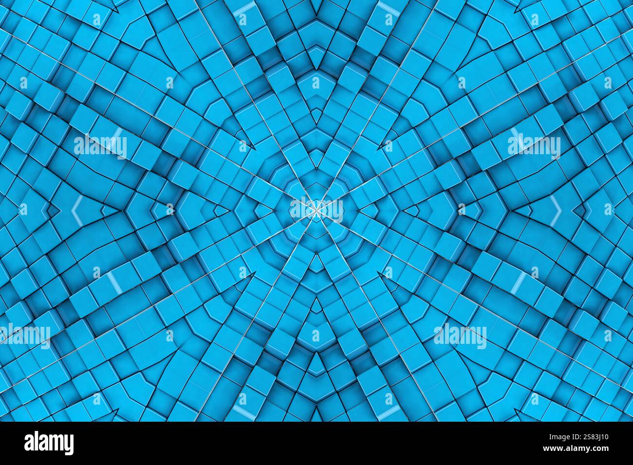 Abstract 3d render, blue geometric background design with cubes and ...
