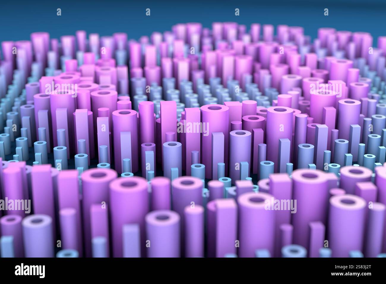 Abstract pink and blue tubes with random grow 3d render. Random surface ...