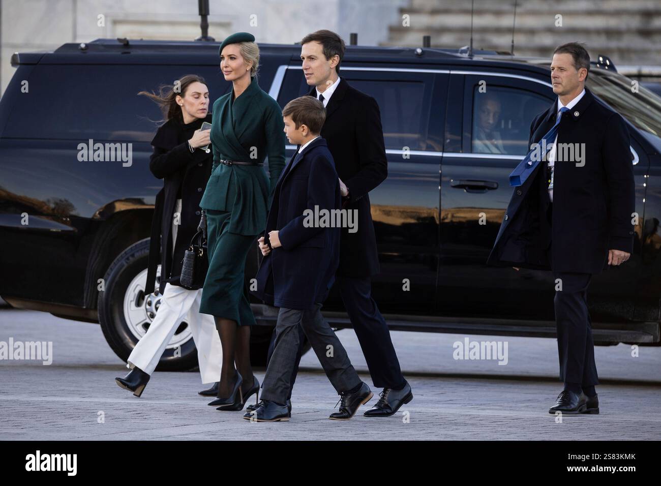 Ivanka Trump and Jared Kushner walk with other people as they depart ...