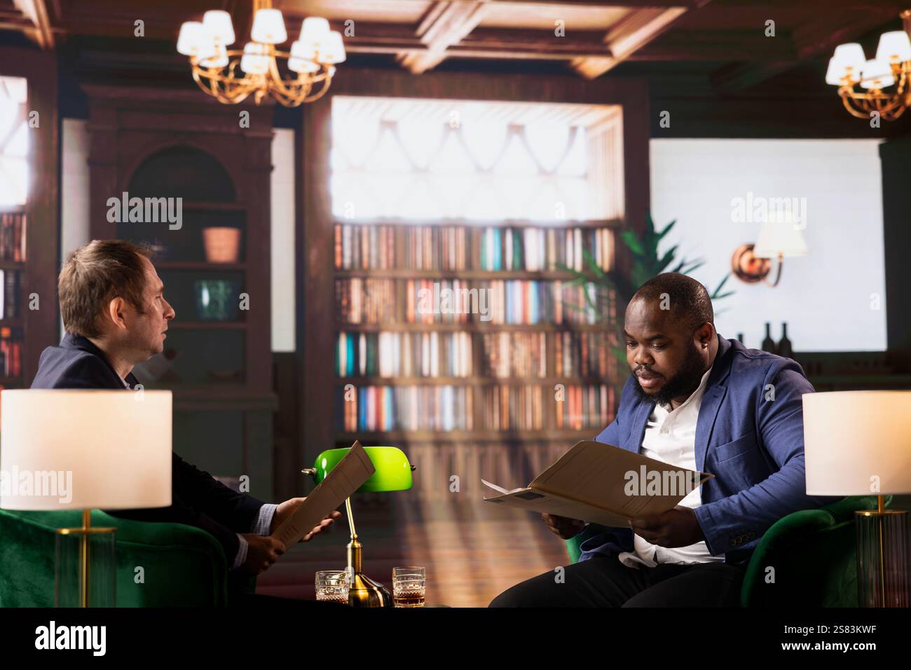 Multicultural intelligence secret agents reviewing critical documents ...