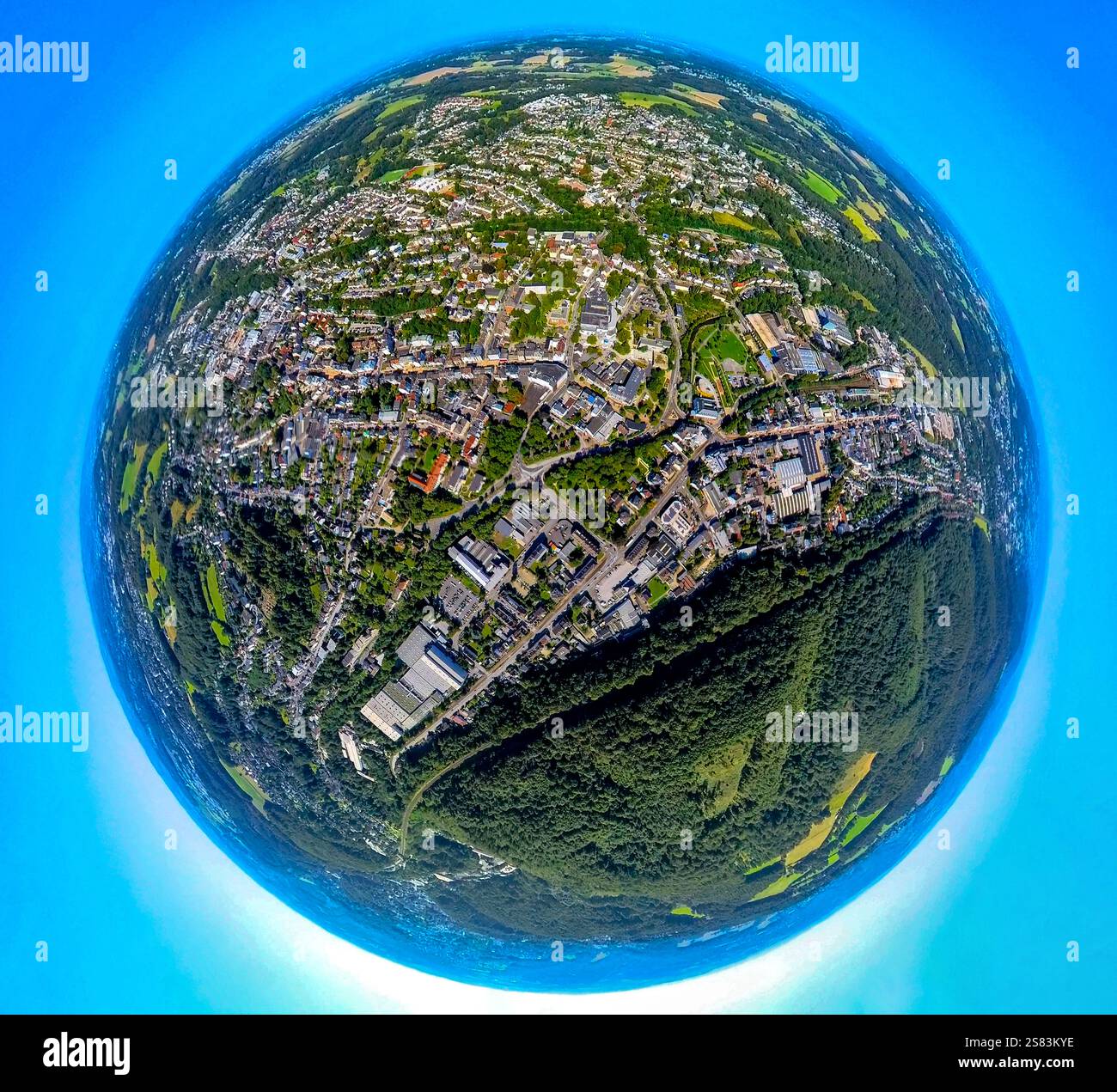 Aerial view, city center view, residential area Mittelstraße and town ...