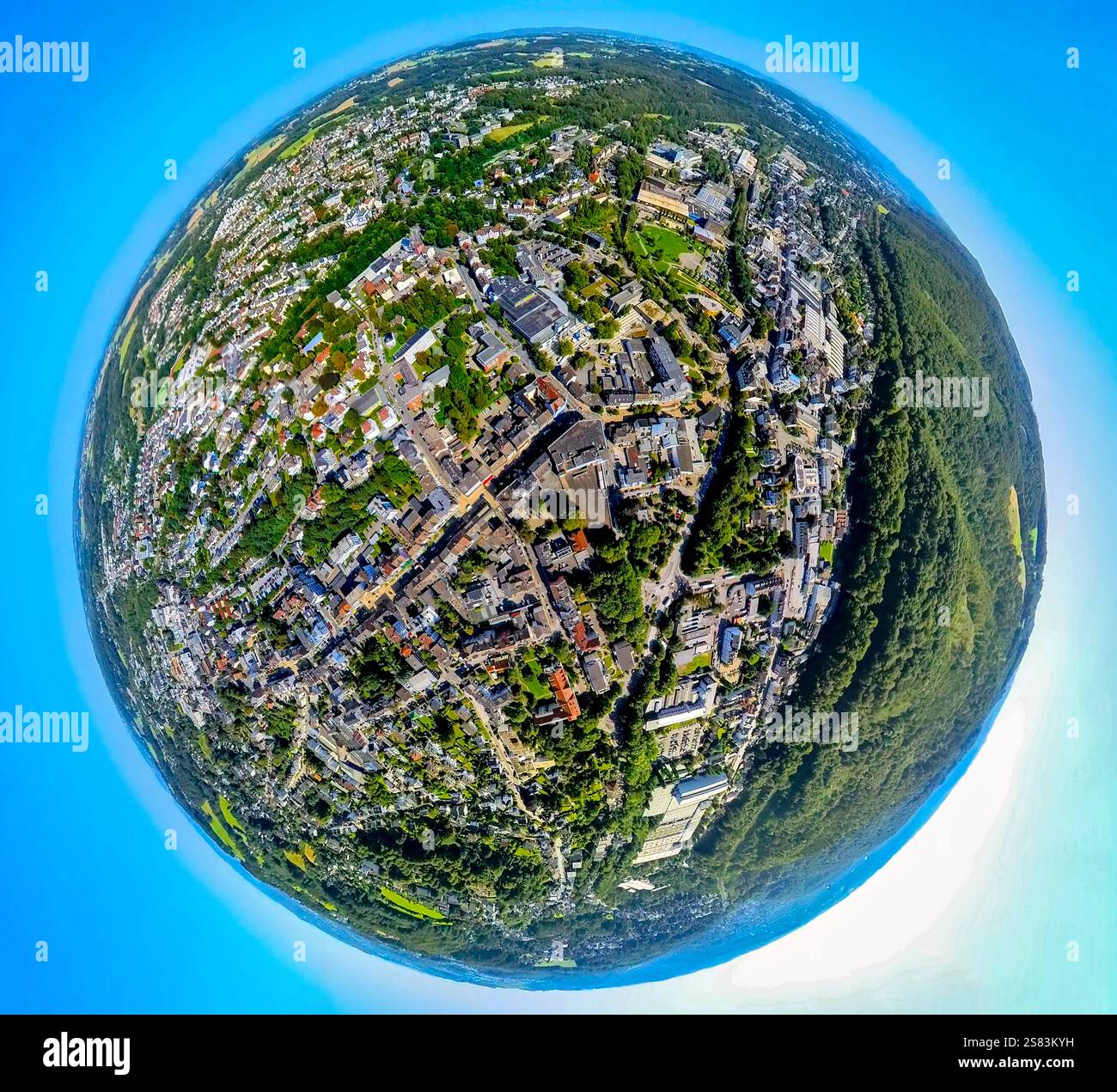 Aerial view, city center view, residential area Mittelstraße and town ...