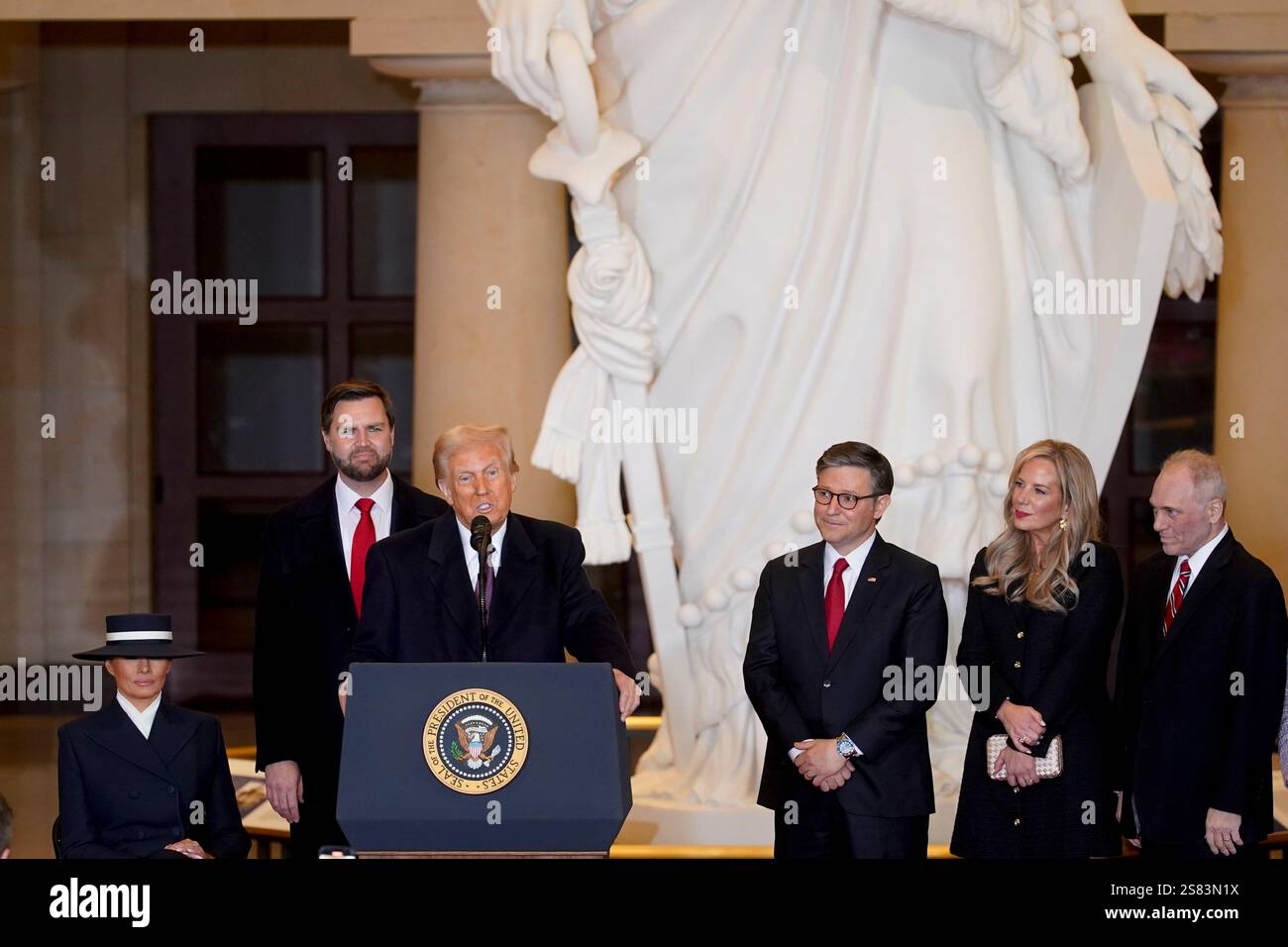US President Donald Trump speaks during the 60th presidential ...