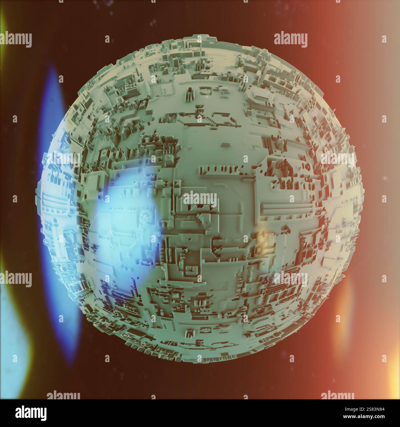 Mystical sphere on dark background with lens flare and depth of field ...