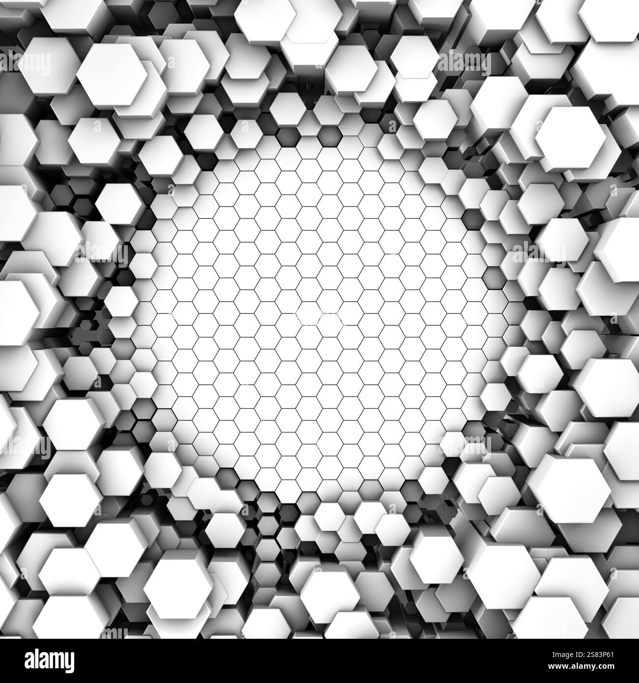 Abstract Futuristic Surface Hexagon Pattern 3d Rendering Realistic Geometric Mesh Cells