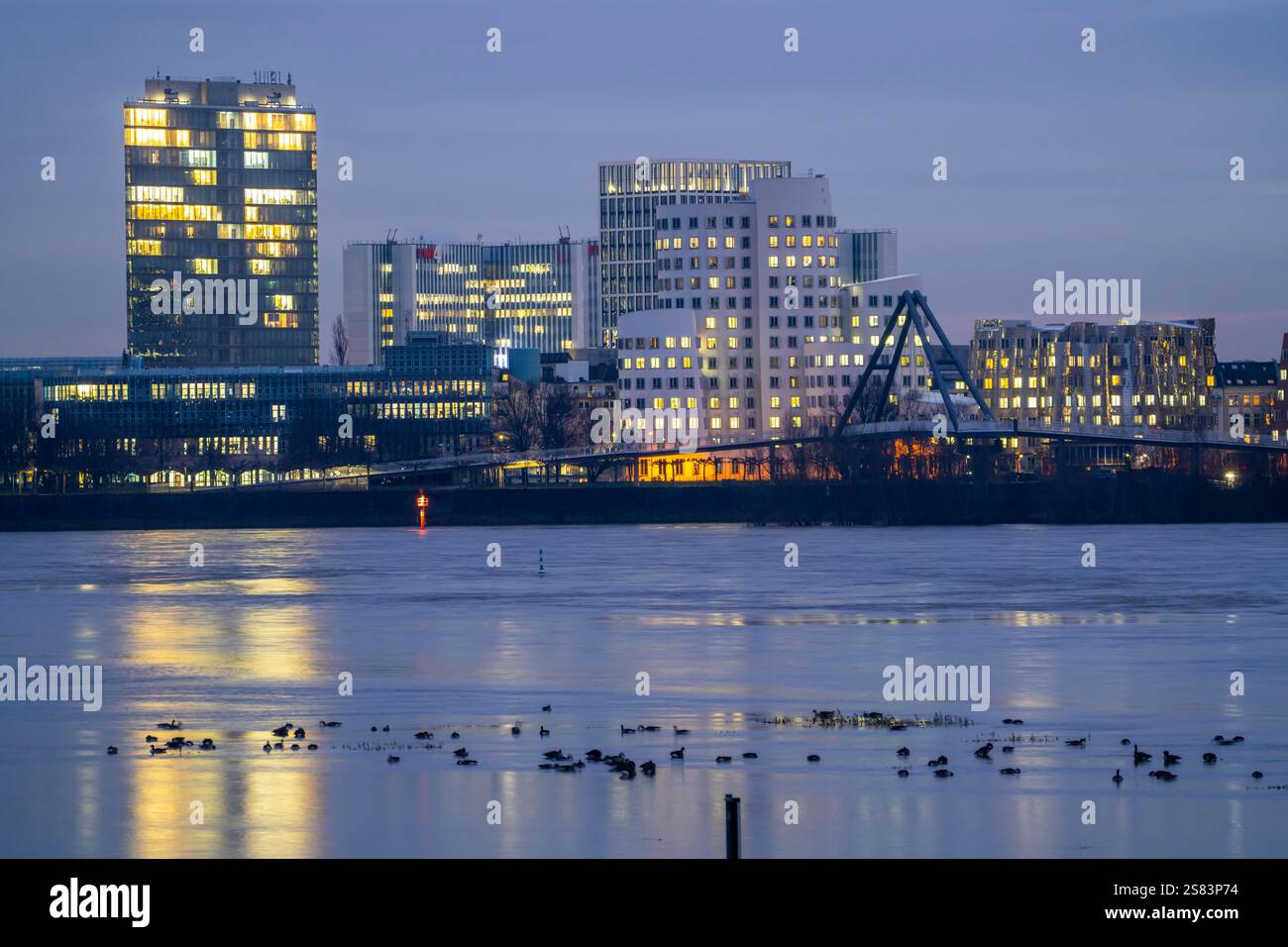 Buildings in Düsseldorf's Medienhafen, with the Stadttor building on ...