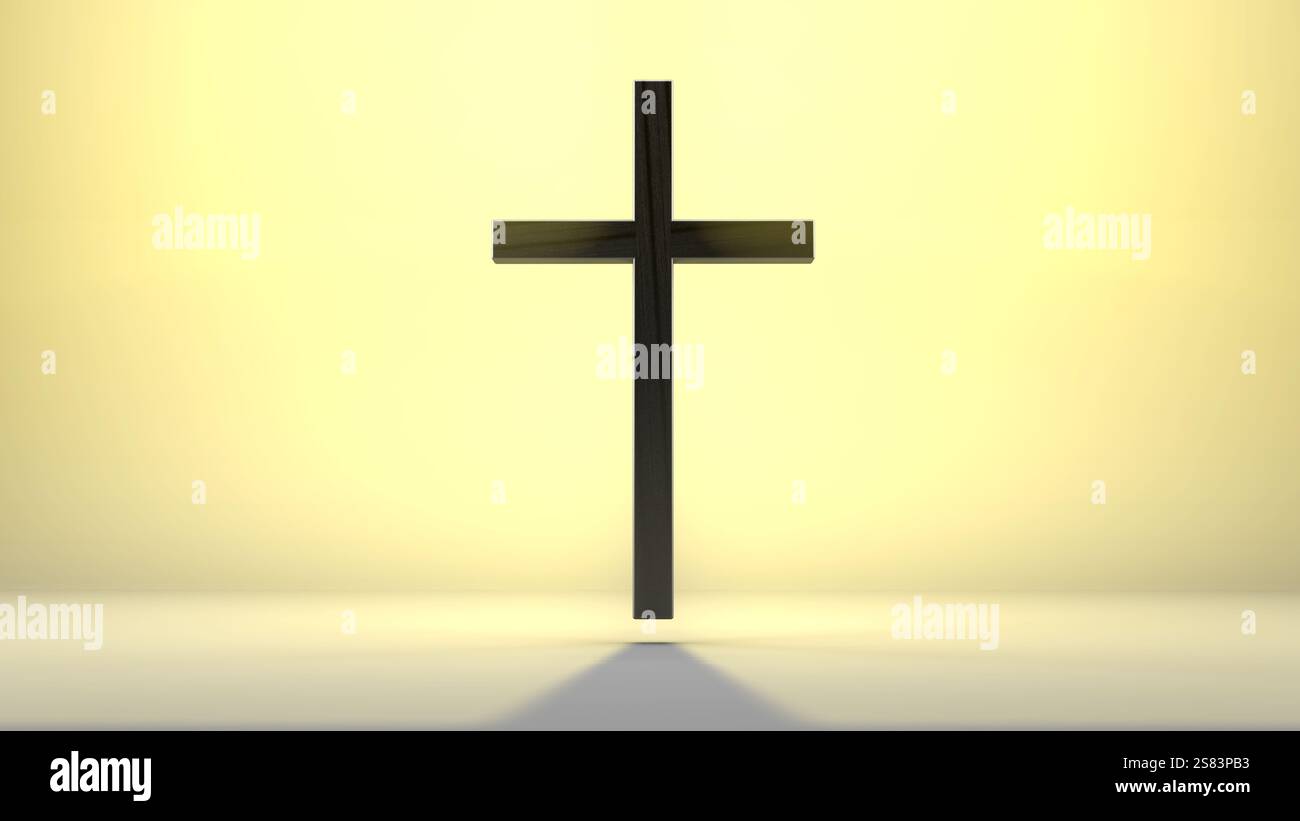 Simple Christian crucifix. Catholic cross. Marble cross in empty space ...