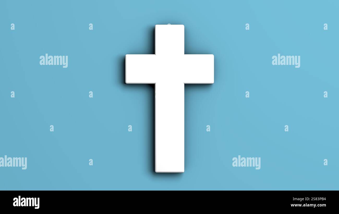 Simple Christian crucifix. Catholic cross. Marble cross in empty space ...