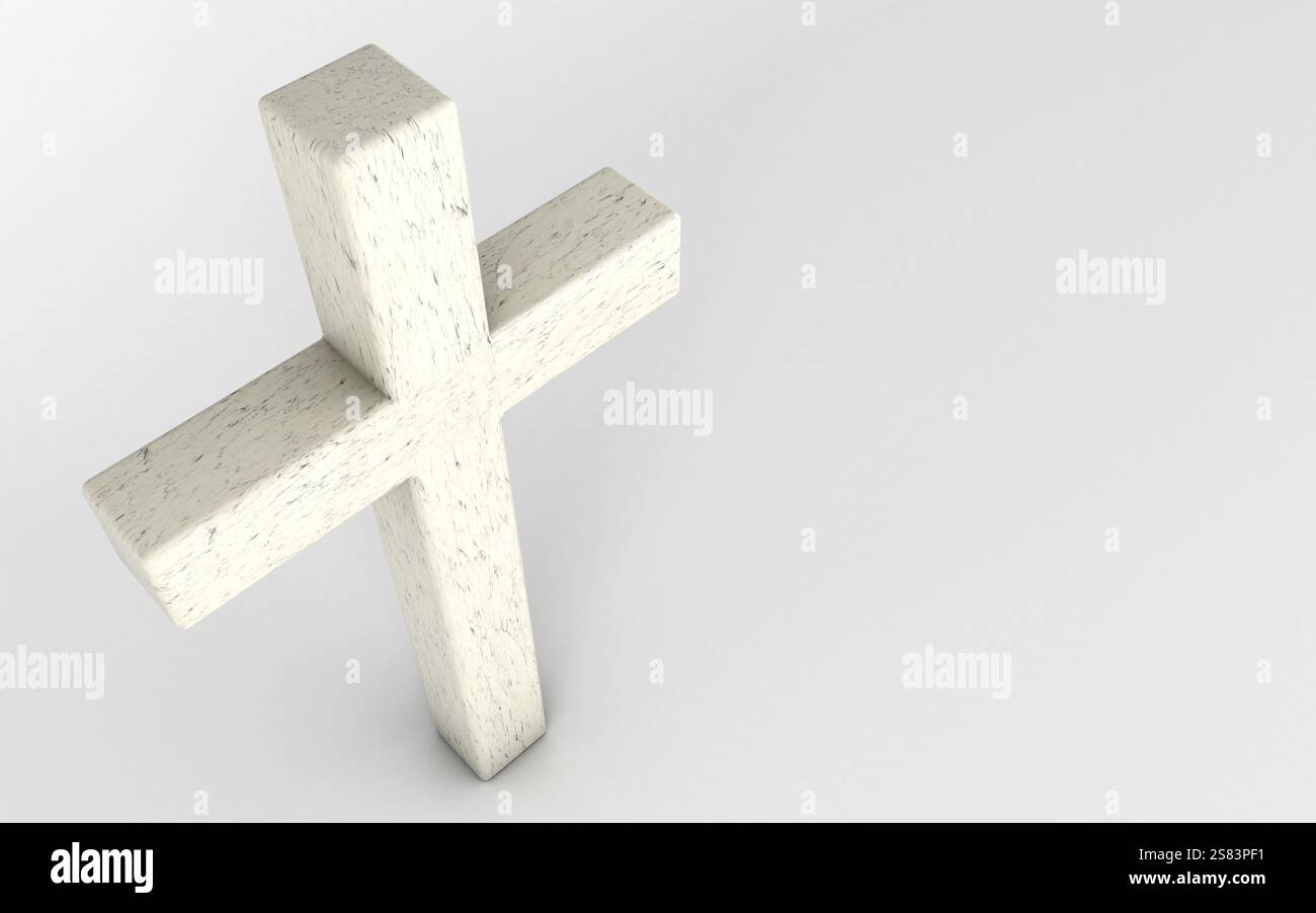 Simple Christian crucifix. Catholic cross. Marble cross in empty space ...