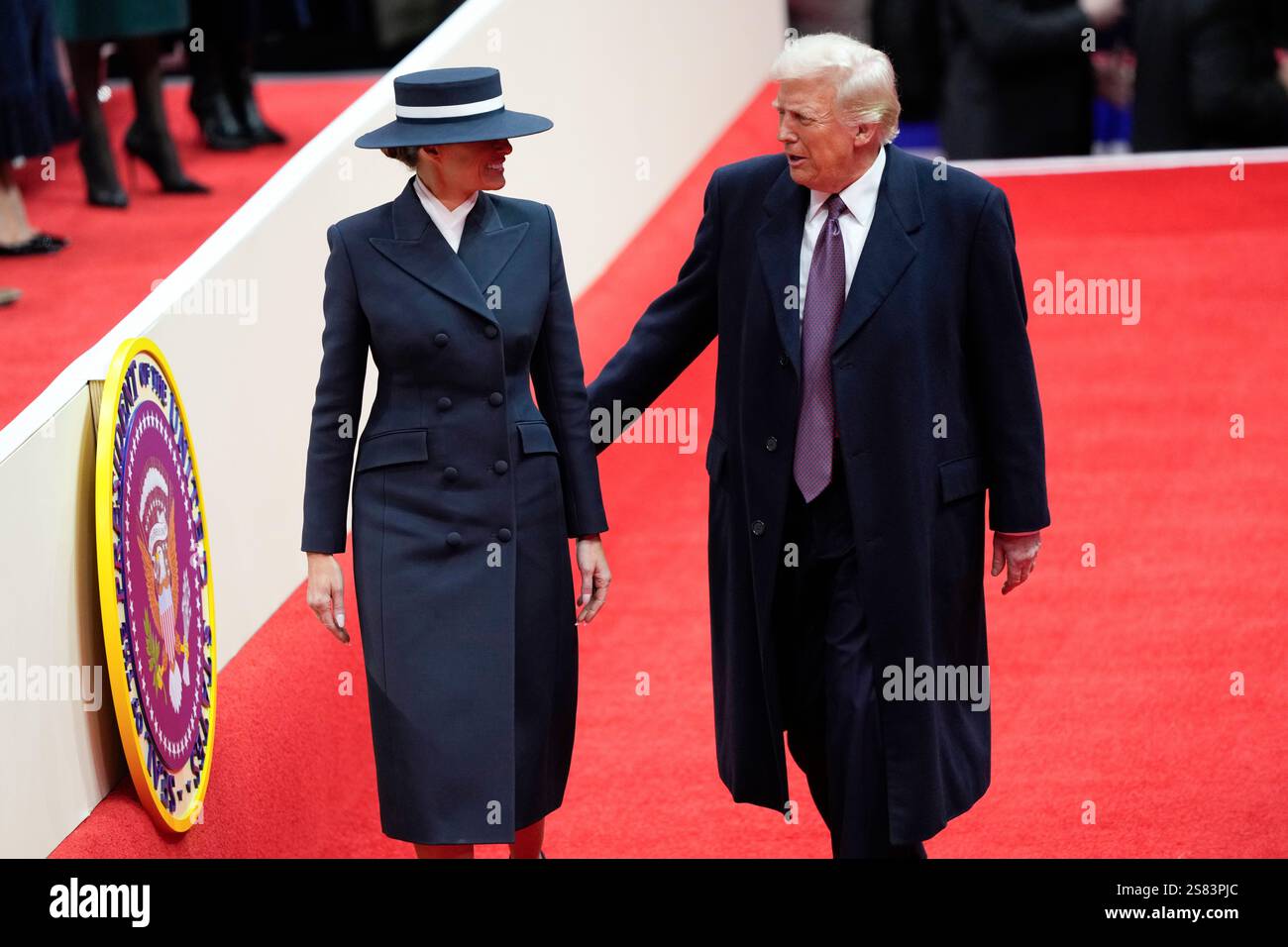 President Donald Trump and first lady Melania Trump, arrive at an ...