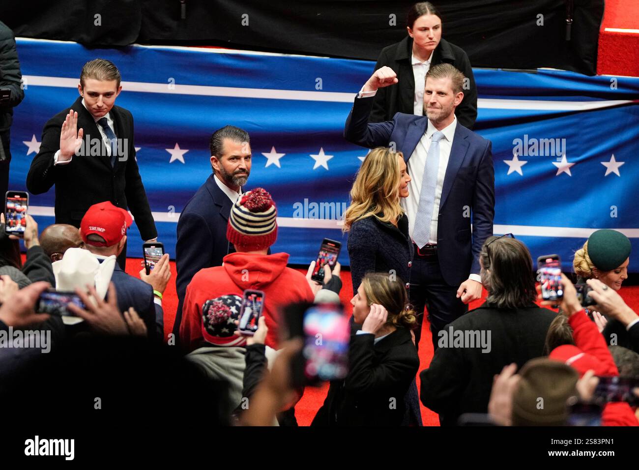 From left, Barron Trump, Donald Trump Jr., Lara Trump and Eric Trump ...
