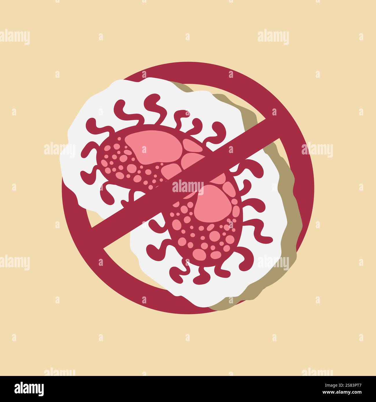Bacteria with a prohibition sign. Germs and viruses, bacterial ...