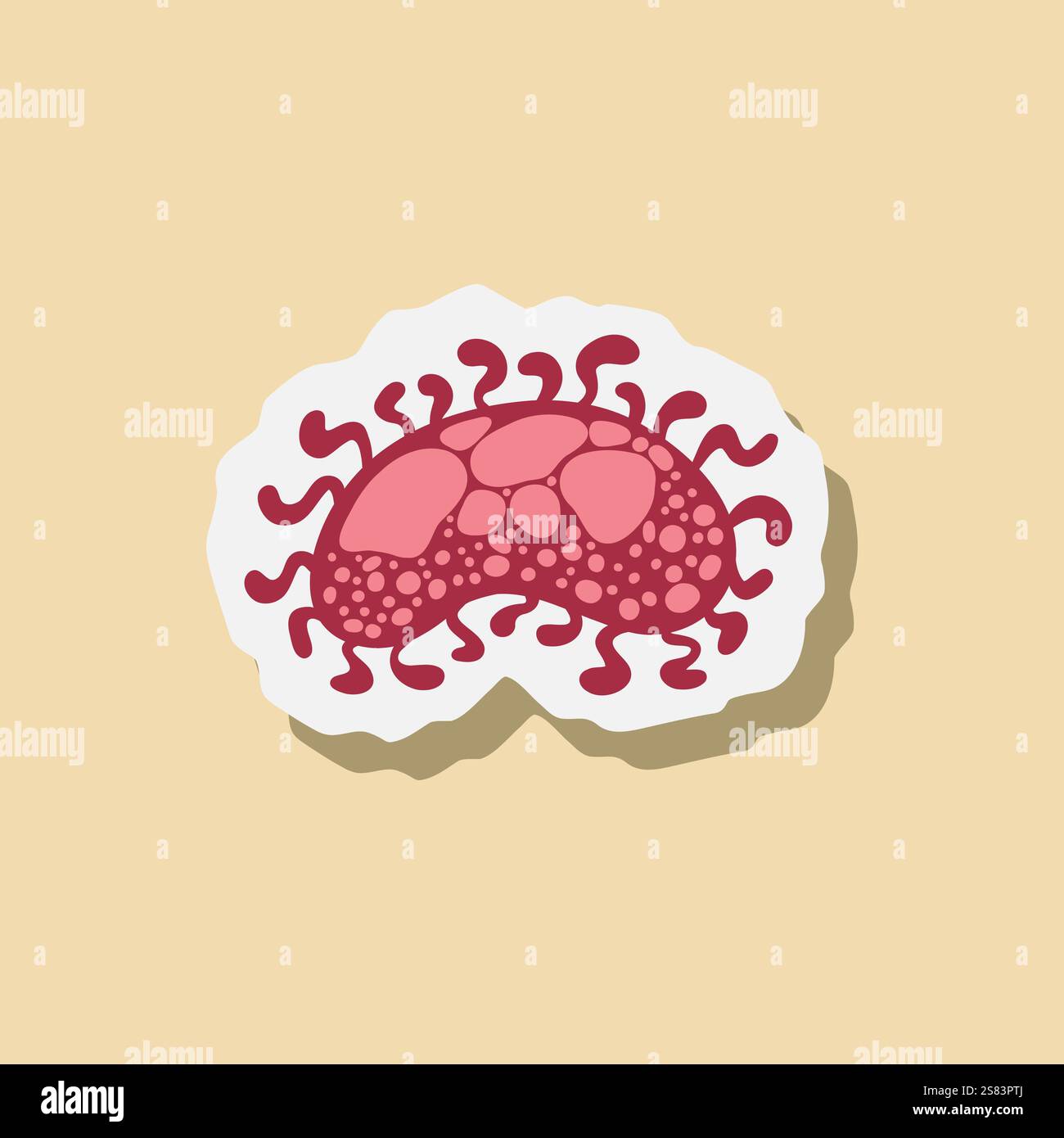 Bacteria and virus illustration. Pathogenic bacteria, viruses and microbes, disease-causing ...