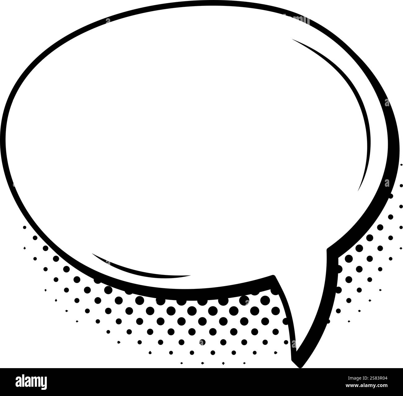 Oval empty comic speech bubble featuring a halftone shadow, inviting ...