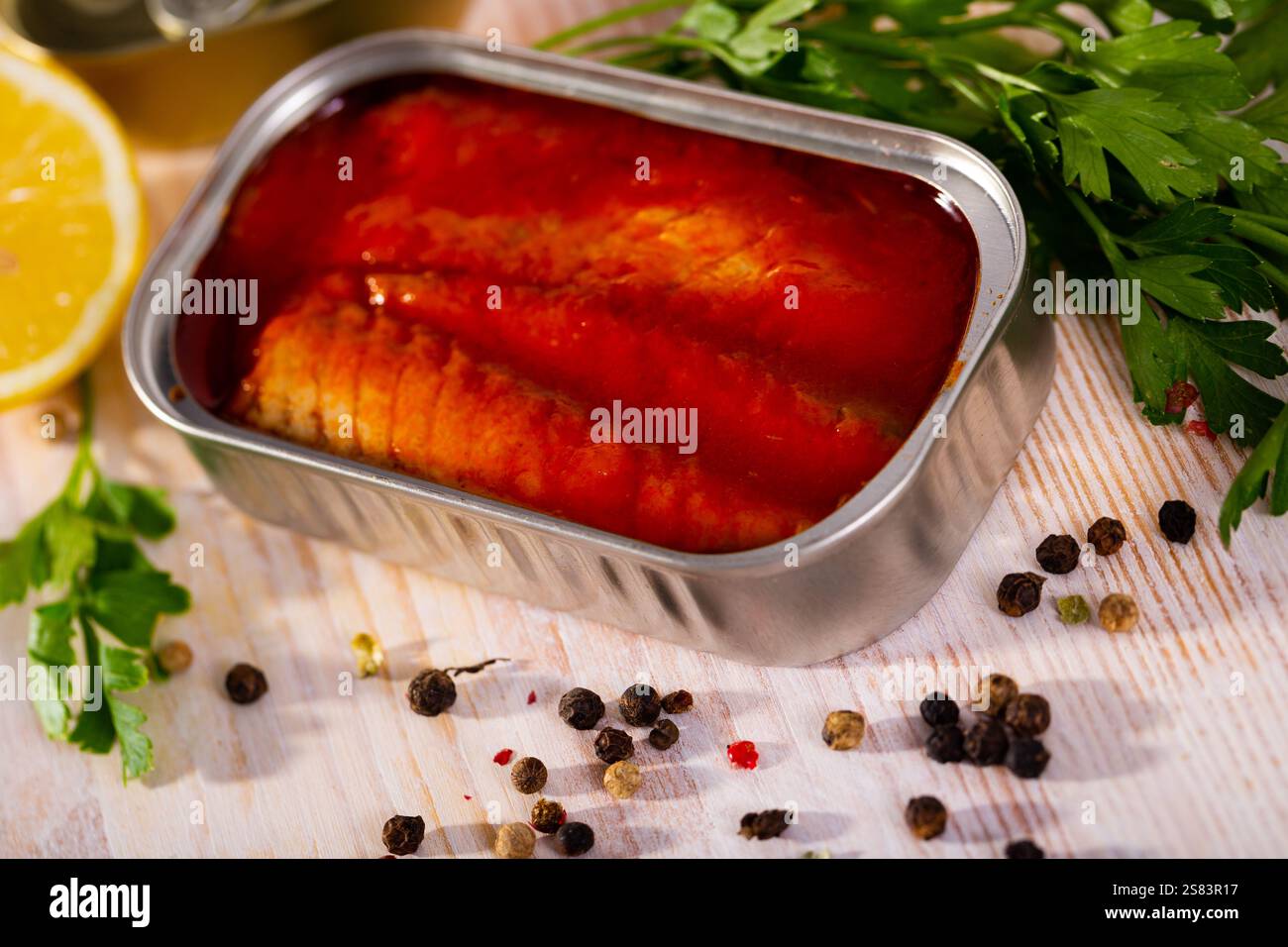 Marinated mackerel in tomato hi-res stock photography and images - Alamy