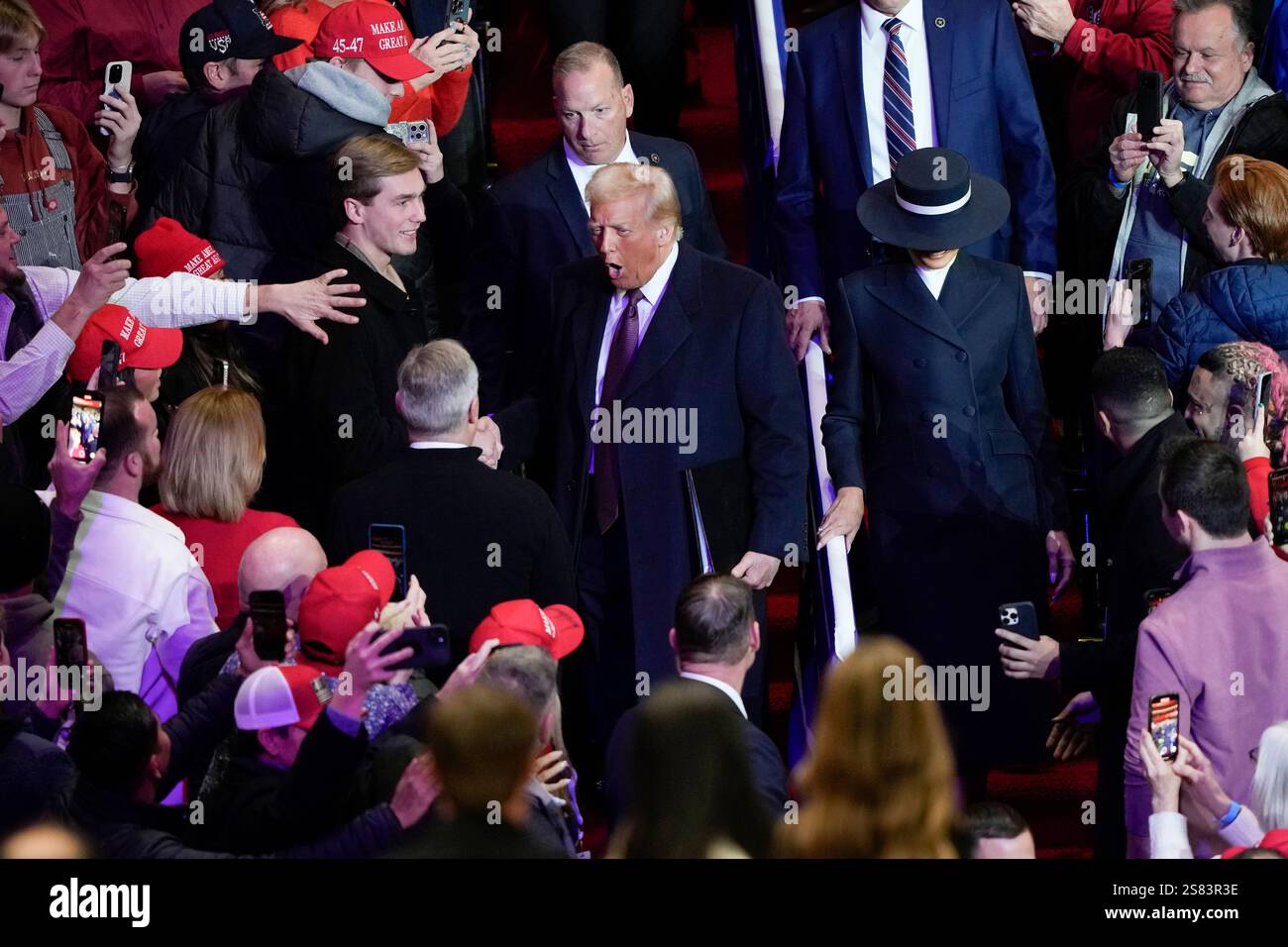 President Donald Trump and first lady Melania Trump, arrive at an ...