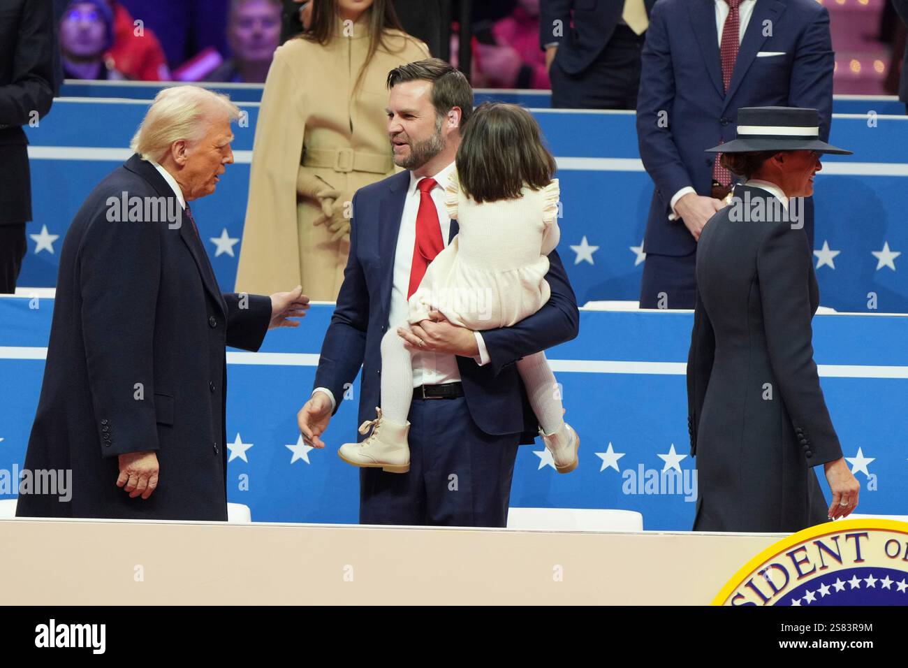 President Donald Trump, from left, greets Vice President JD Vance, who ...
