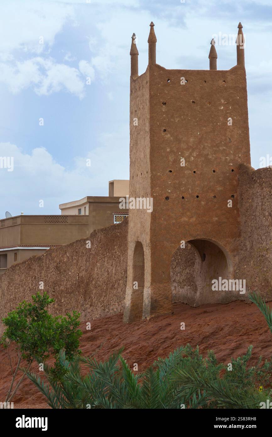 Traditional Mud-Brick Tower with Spires and Arched Openings Stock Photo ...