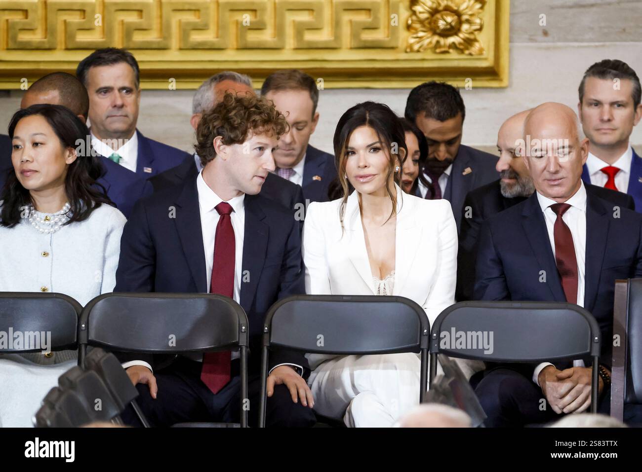 (L-R) Priscilla Chan, Meta CEO Mark Zuckerberg, Lauren Sanchez, and ...