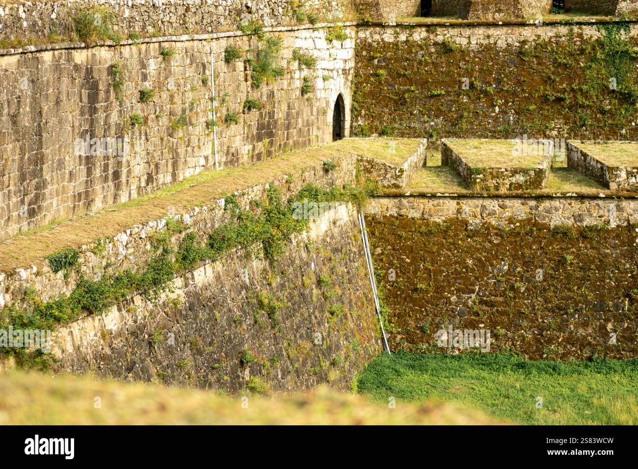 partial view of the walls of the fortress city of Valenca do Minho ...