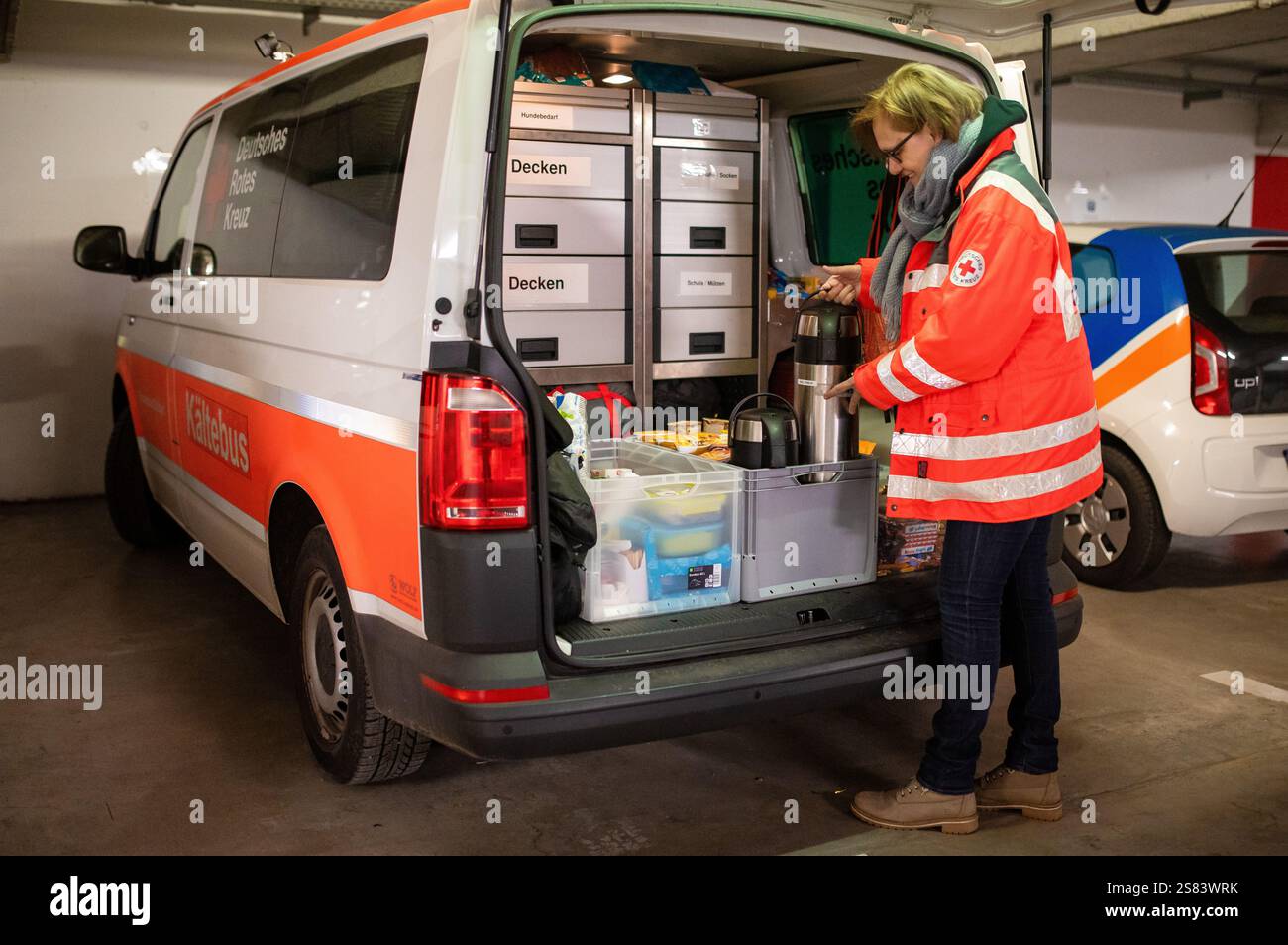 Stuttgart, Germany. 20th Jan, 2025. An employee of the German Red Cross ...