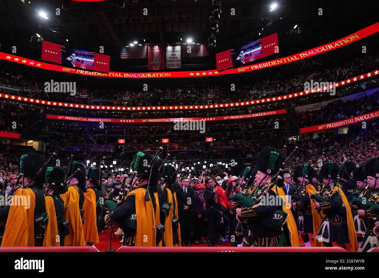 A band performs as President Donald Trump attends an indoor ...