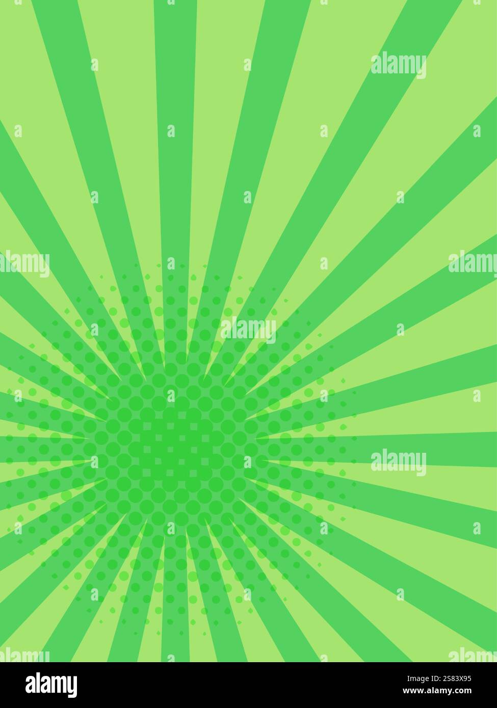 Green sunburst background spreading from halftone dots center creating ...