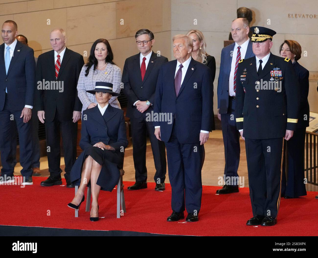 Washington, DC. 20th Jan, 2025. President Donald Trump reviews the ...
