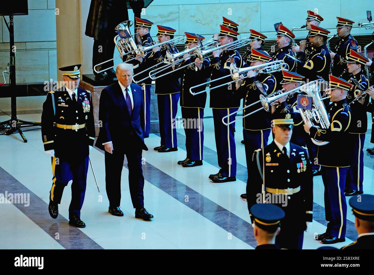 President Donald Trump reviews the troops during Inauguration ...