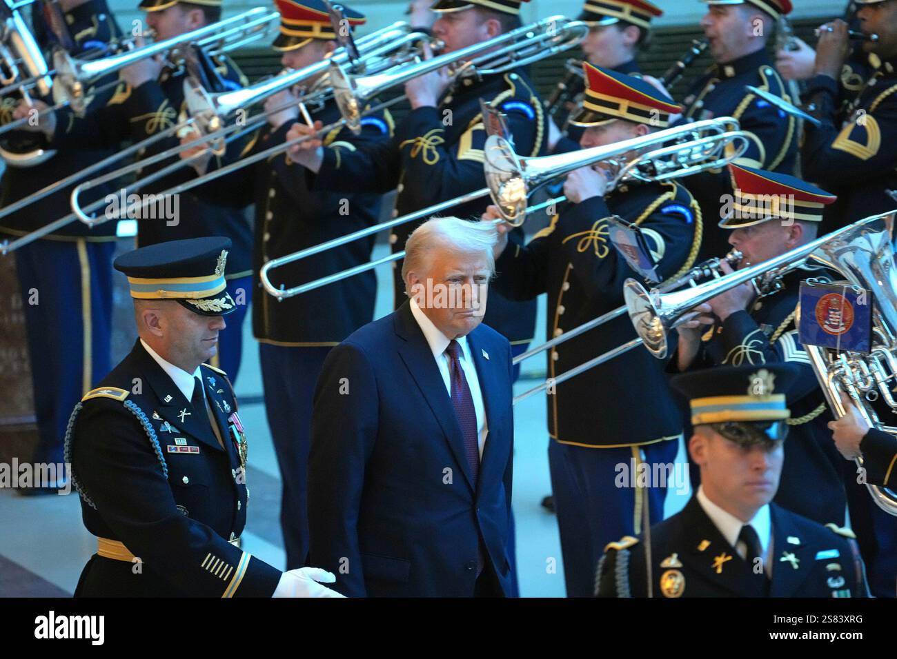 Washington, DC. 20th Jan, 2025. President Donald Trump reviews the ...
