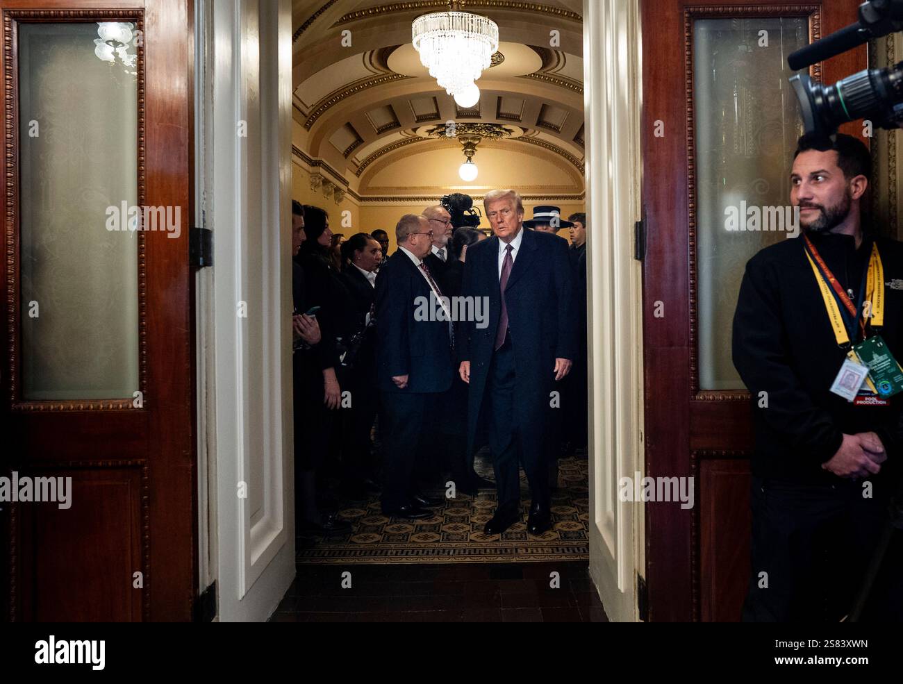 WASHINGTON, DC: President Donald Trump enters the Presidentâ s Room to ...