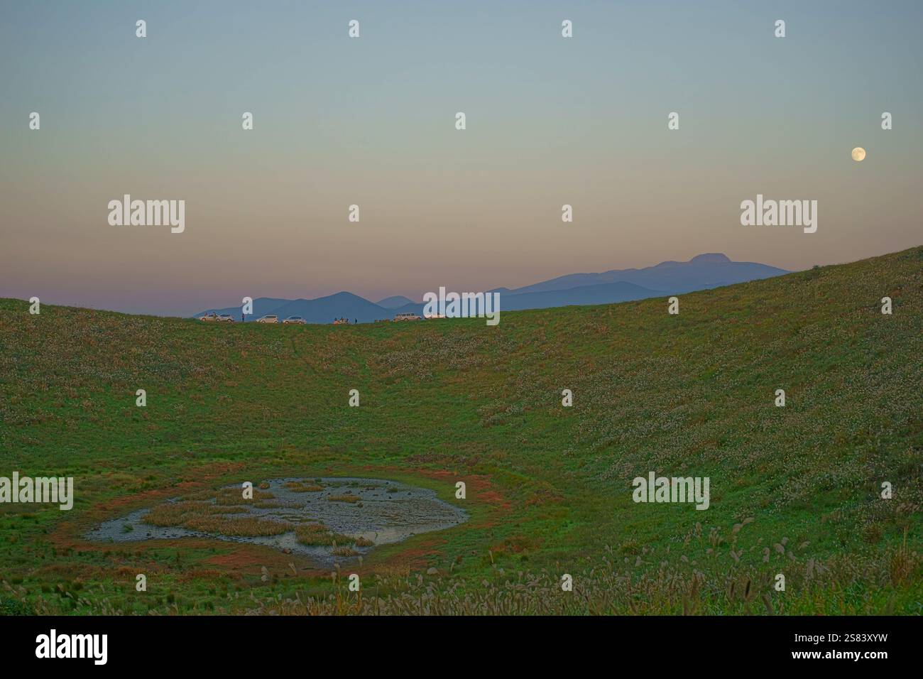 a small scene of Jeju Island, KoreaAfter sunset view of Oreum in Jeju ...