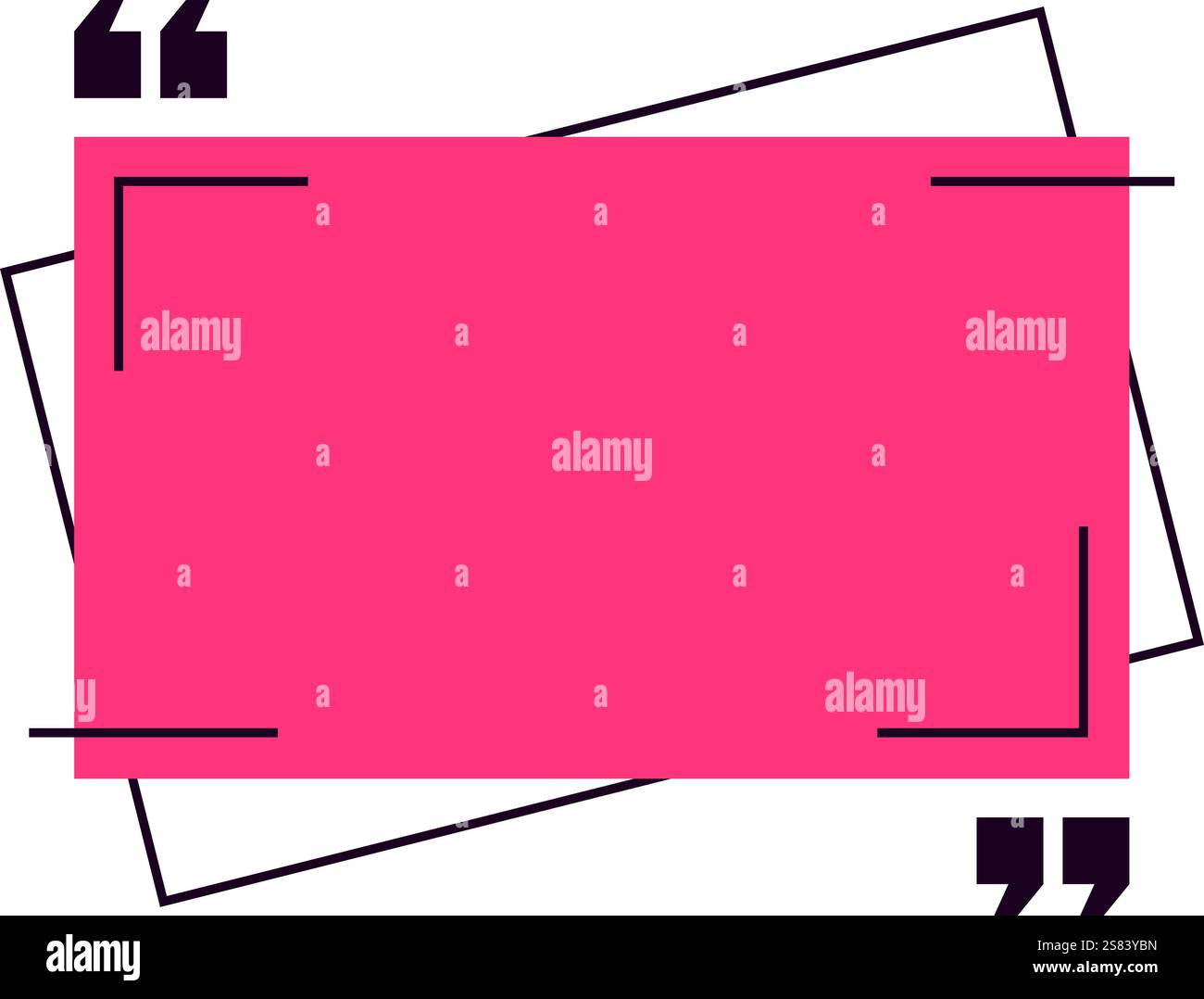 Pink quote box with black lines and quotation marks framing empty space ...