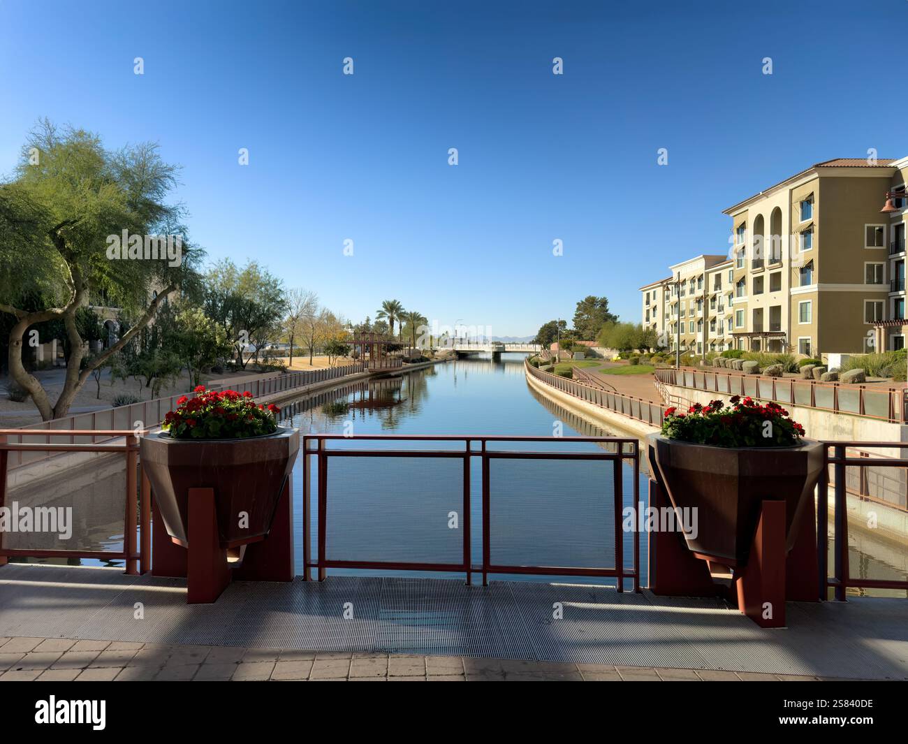 Downtown Scottsdale Arizona waterfront via the salt river canal project ...