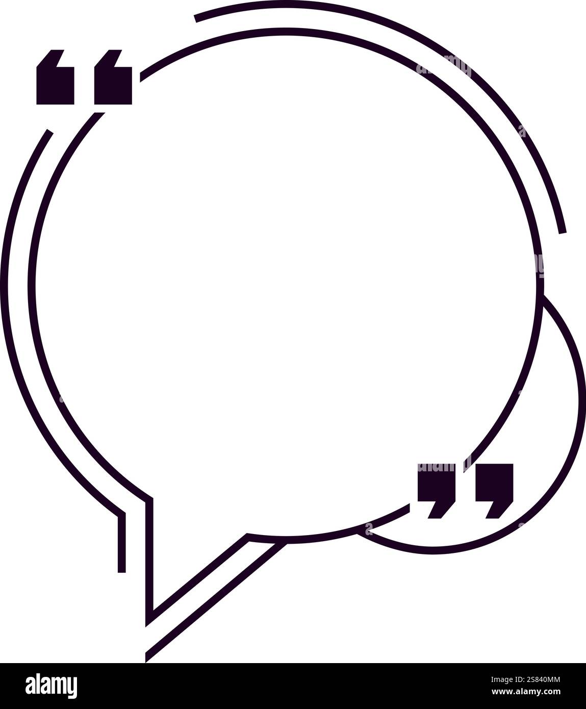Empty circular speech bubble with quotation marks is waiting to be ...