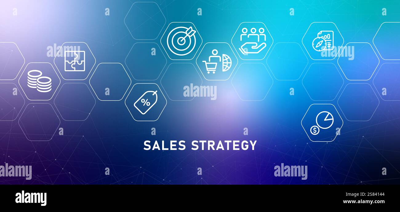 Sales strategy gradient header business work planning idea to target ...