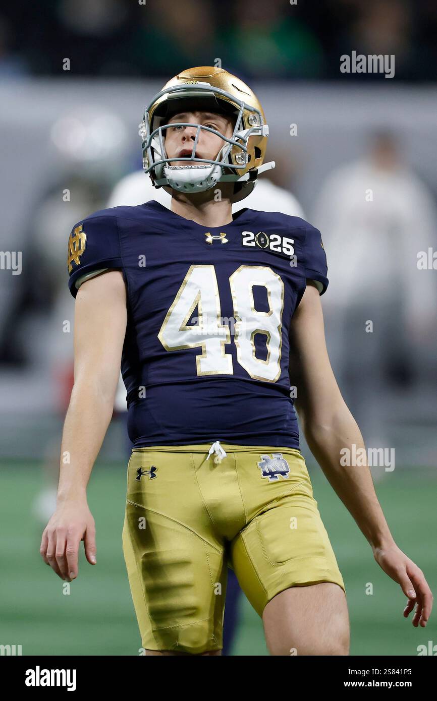 ATLANTA, GA - JANUARY 20: Kicker Marcello Diomede #48 of the Notre Dame ...