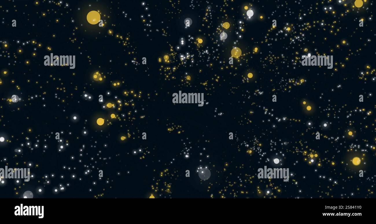 Glowing particles and light orbs image over dark background Stock Photo ...