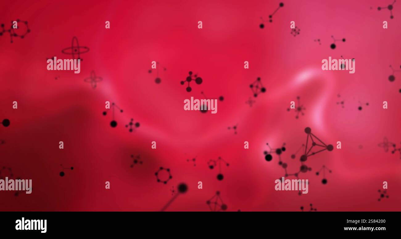 Molecular structures and chemical bonds image over red background Stock ...