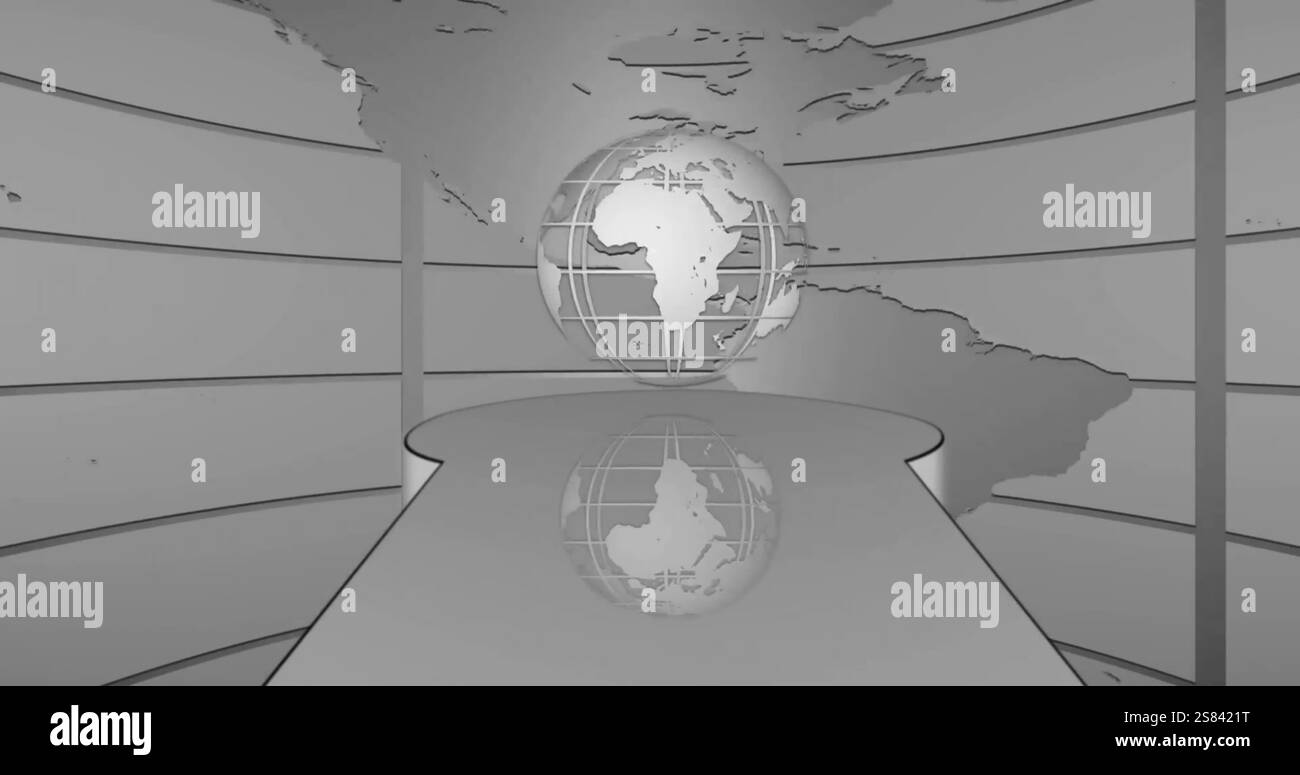 Image of globe spinning over world map Stock Photo - Alamy