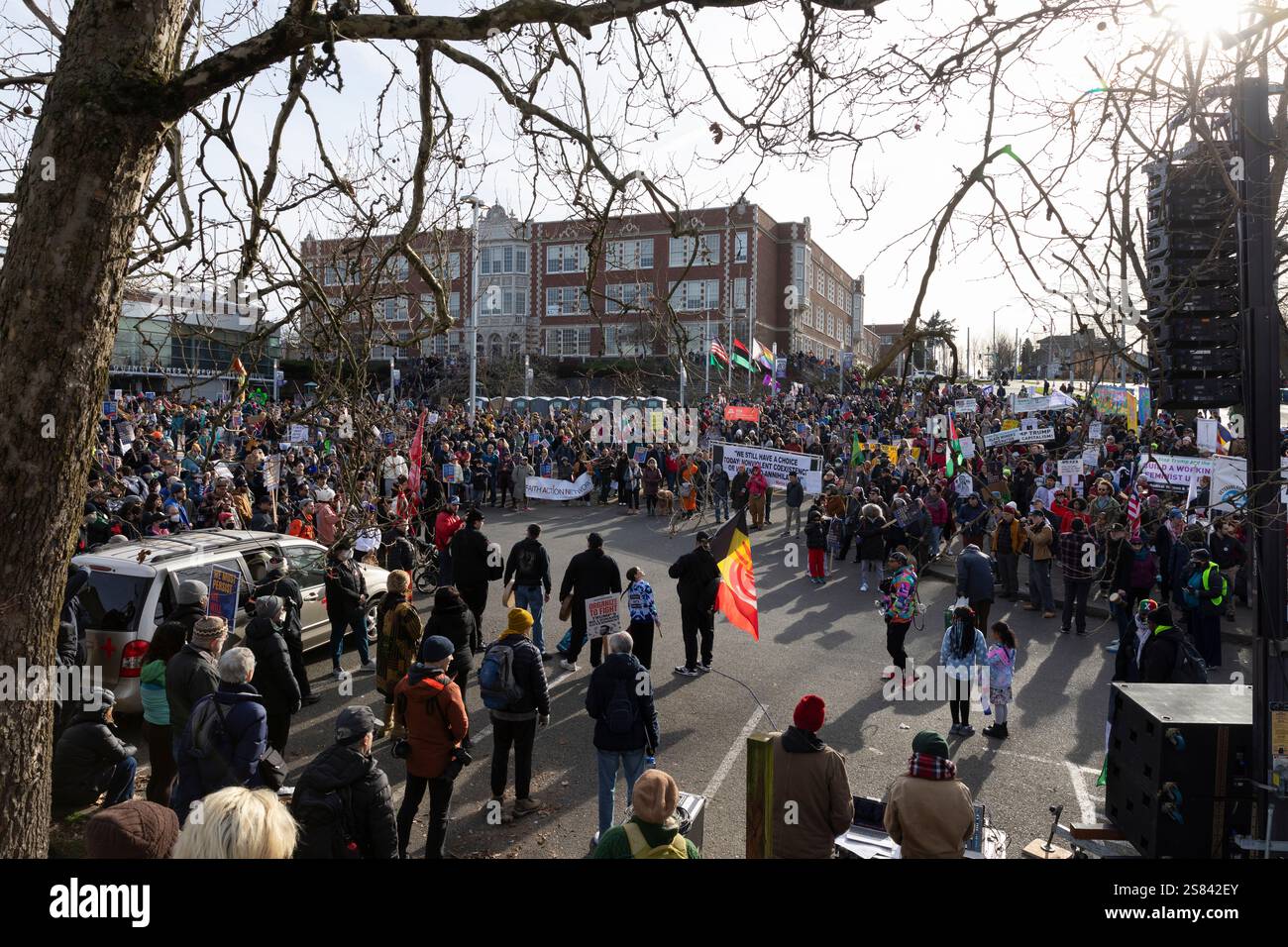 Seattle, Washington, USA. 20th January, 2025. The crowd gathers at ...