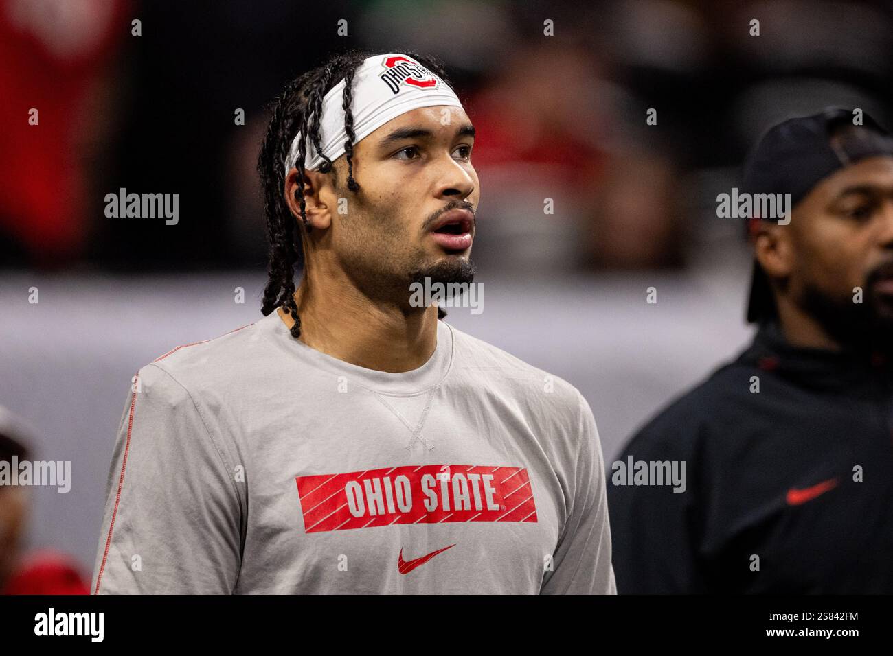Atlanta, GA, USA. 20th Jan, 2025. Ohio State wide receiver Emeka Egbuka ...