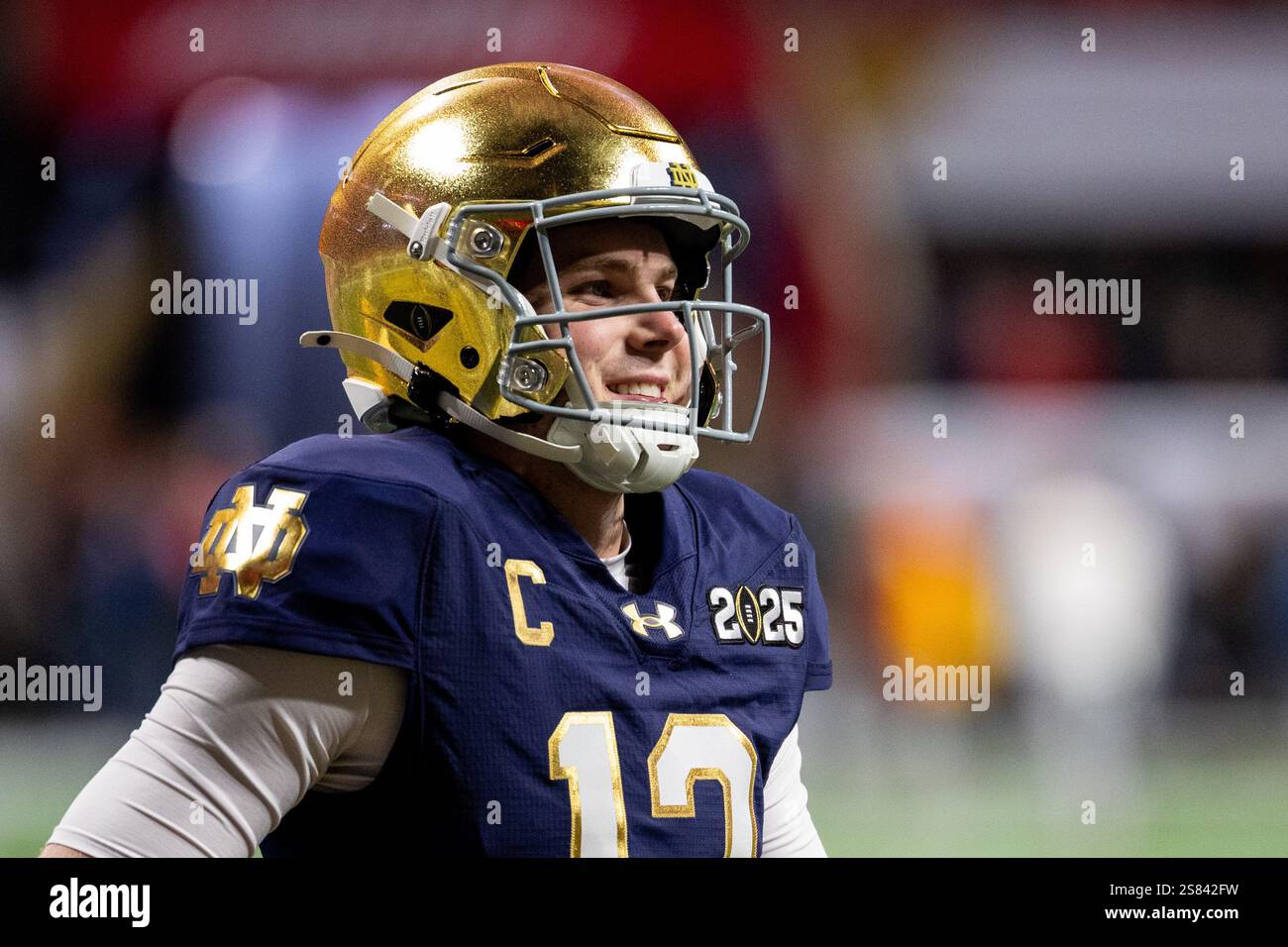 Atlanta, GA, USA. 20th Jan, 2025. Notre Dame quarterback Riley Leonard ...