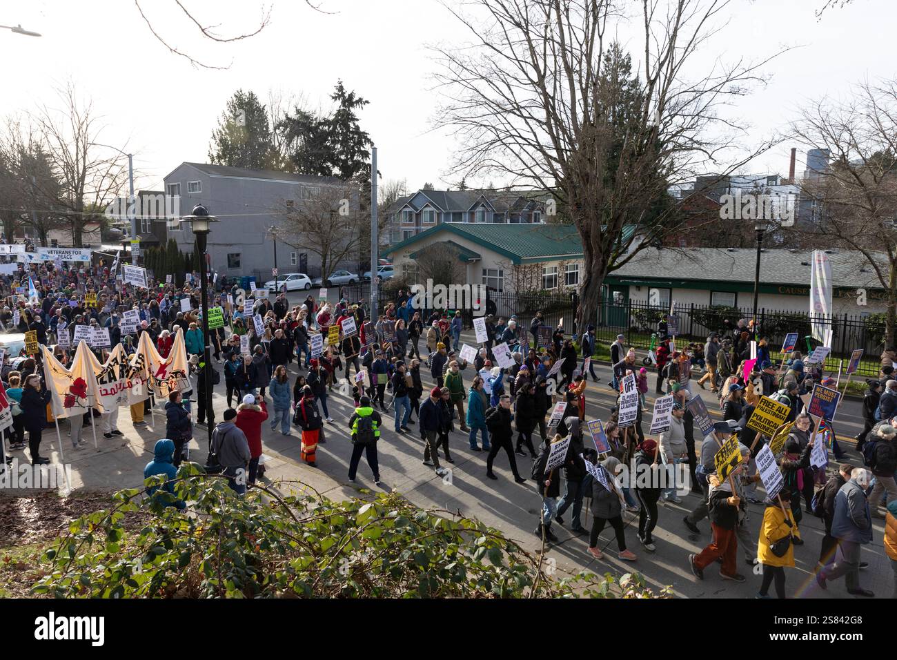 Seattle, Washington, USA. 20th January, 2025. A crowd of thousands ...
