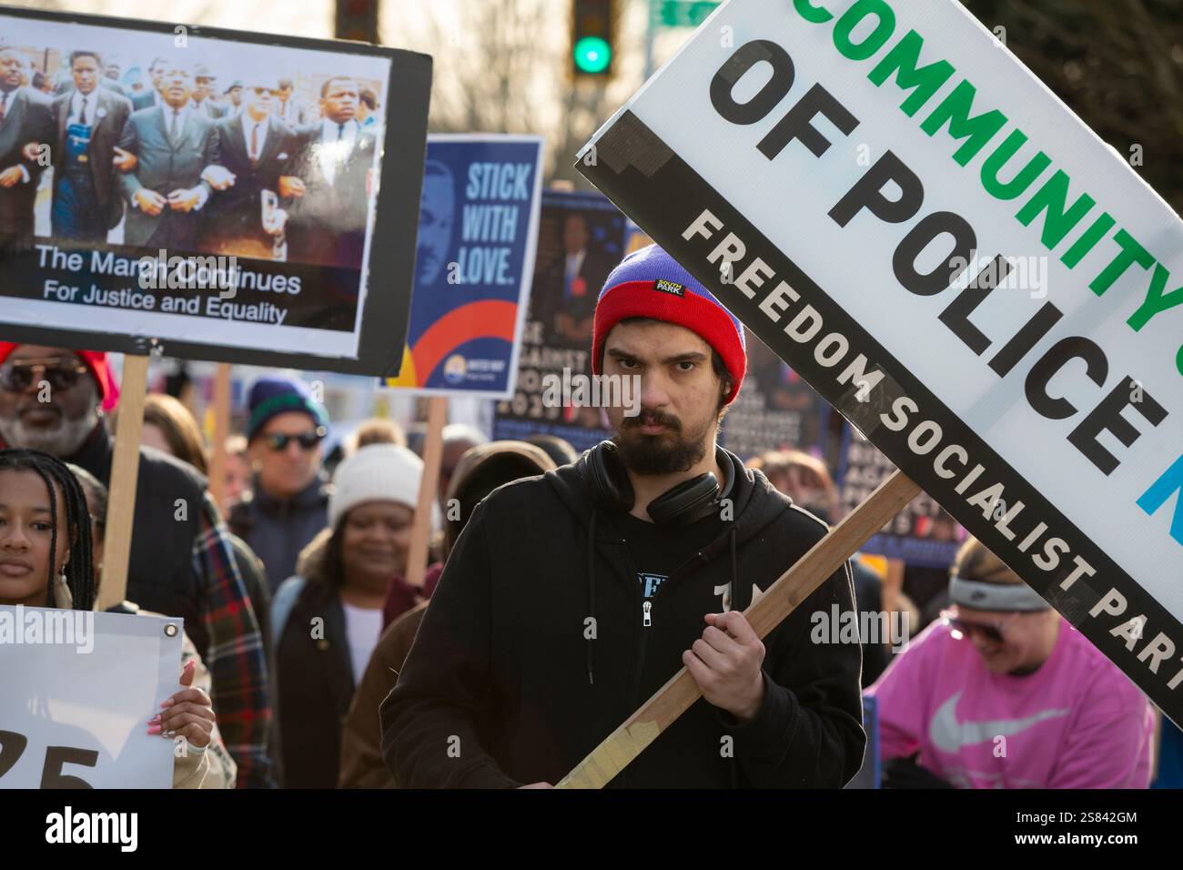 Seattle, Washington, USA. 20th January, 2025. A crowd of thousands ...